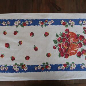 Vintage | Kitchen | Vintage Mid Century Tea Kitchen Towel Strawberry ...